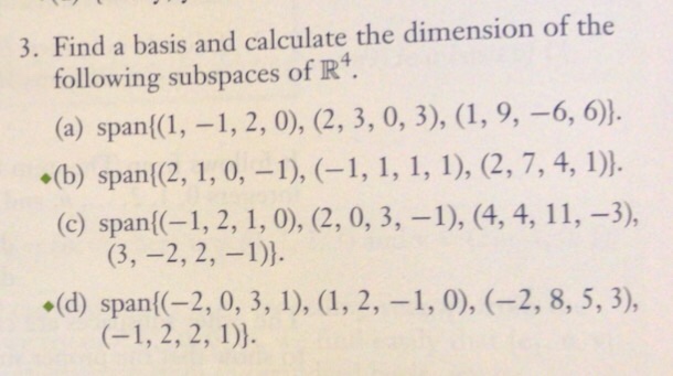 Solved 3. Find a basis and calculate the dimension of the | Chegg.com
