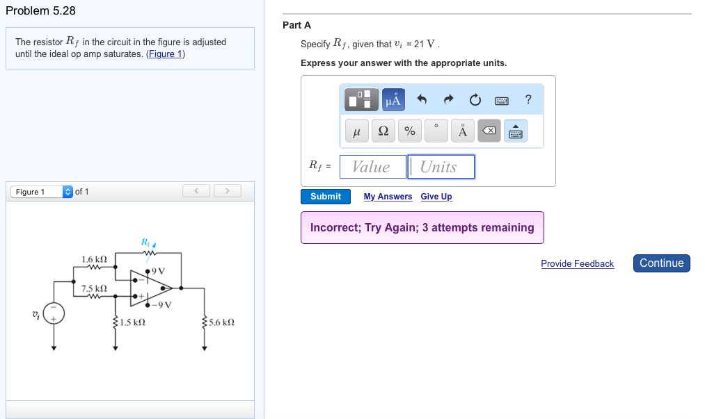 Solved Problem 5.28 Part A The resistor Rf in the circuit in | Chegg.com