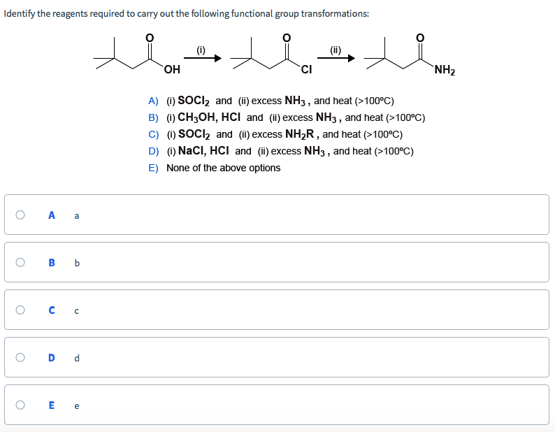 Solved Identify the reagents required to carry out the | Chegg.com