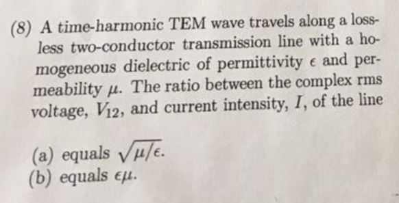 Solved (5) A TEM wave propagates along a coaxial cable. The | Chegg.com