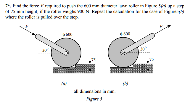 Solved 7*. Find the force F required to push the 600 mm | Chegg.com