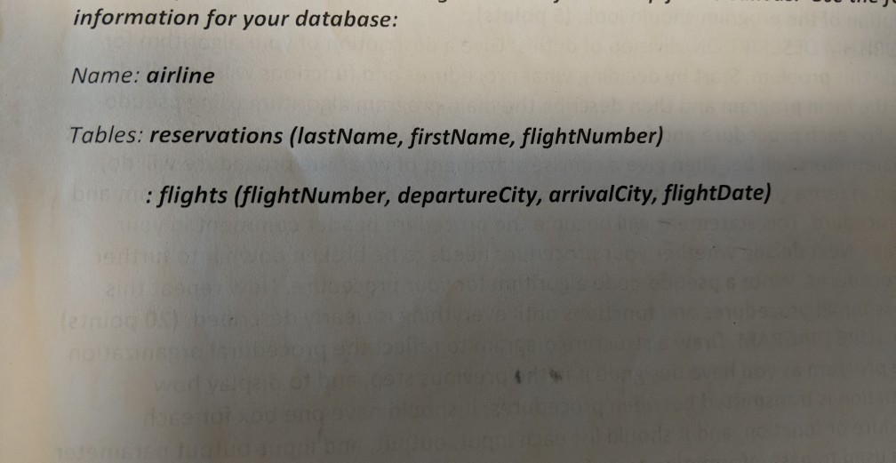 Solved information for your database: Name: airline Tables: | Chegg.com