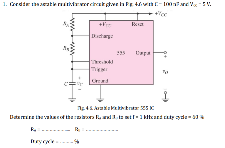 Solved 1. Consider the astable multivibrator circuit given | Chegg.com