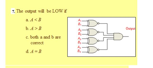 Solved The output will be LOW if a. A B c. | Chegg.com