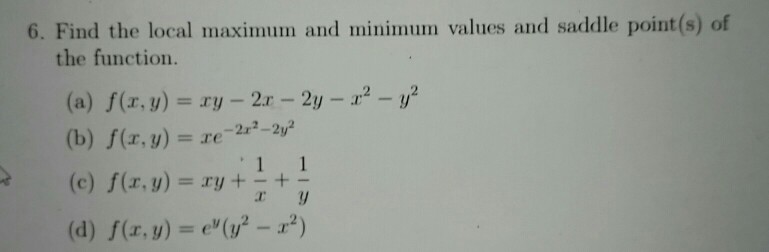 Solved 6. Find the local maximum and minimum values and | Chegg.com