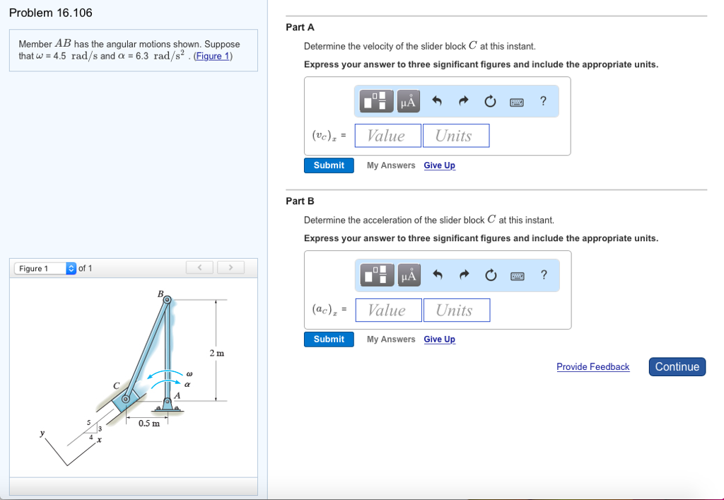 Solved Member AB has the angular motions shown. Suppose that | Chegg.com
