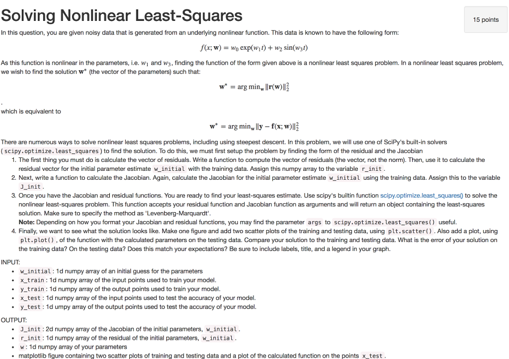Solving Nonlinear Least-Squares 15 points In this | Chegg.com