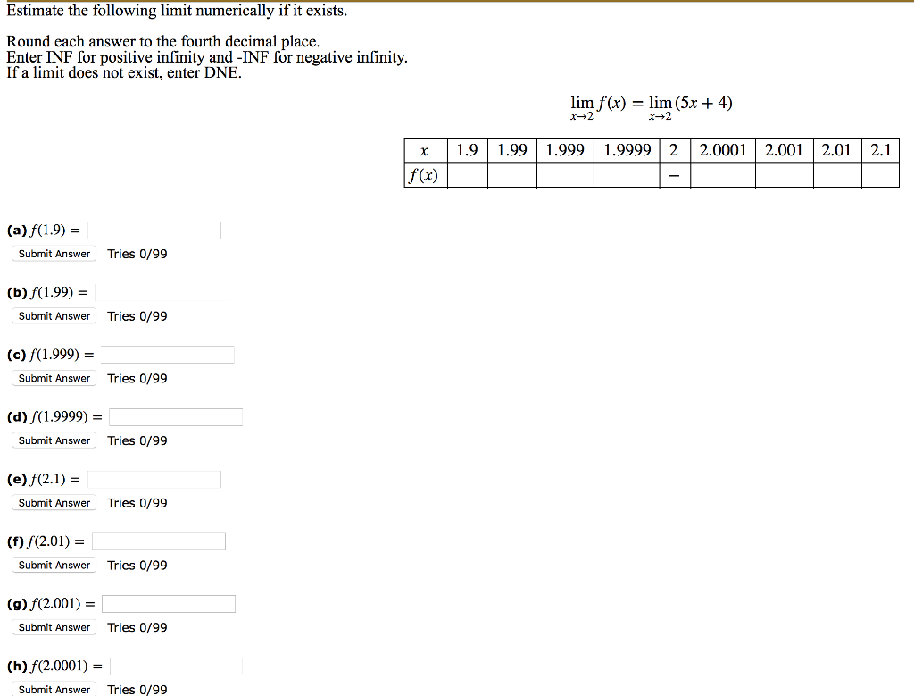 Solved Estimate the following limit numerically if it exists | Chegg.com