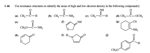 Solved 1-46 Use resonance structures to identify the areas | Chegg.com