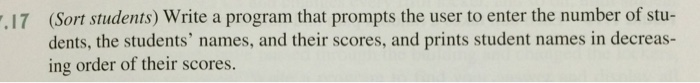 Solved (Sort students) Write a program that prompts the | Chegg.com