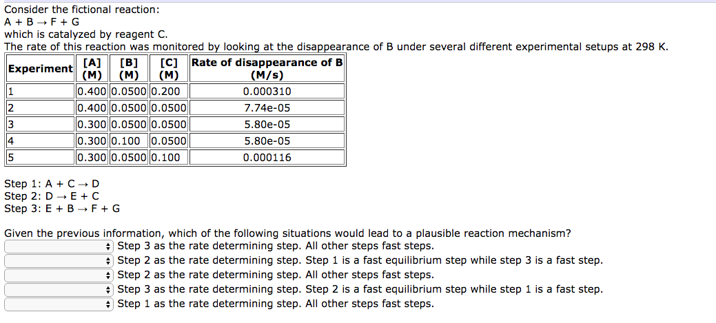 Solved Consider the fictional reaction: A + B Rightarrow F | Chegg.com