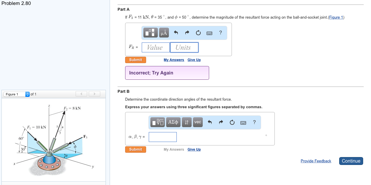 Solved Problem 2.80 Part A If F3 = 11 kN, theta = 35 degree, | Chegg.com