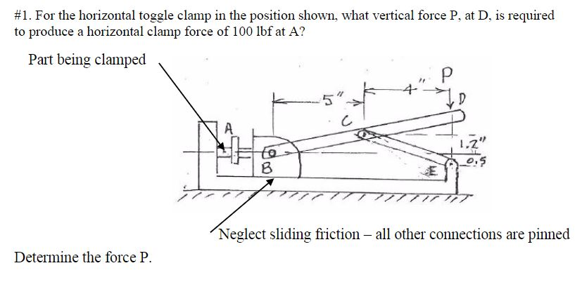 Solved For the horizontal toggle clamp in the position | Chegg.com