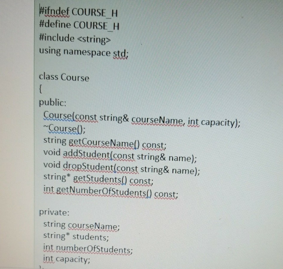 Solved Consider the class Course given in the appendix (last | Chegg.com