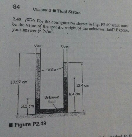 Solved 84 Chapter 2 Fluid Statics 2.49 For the | Chegg.com