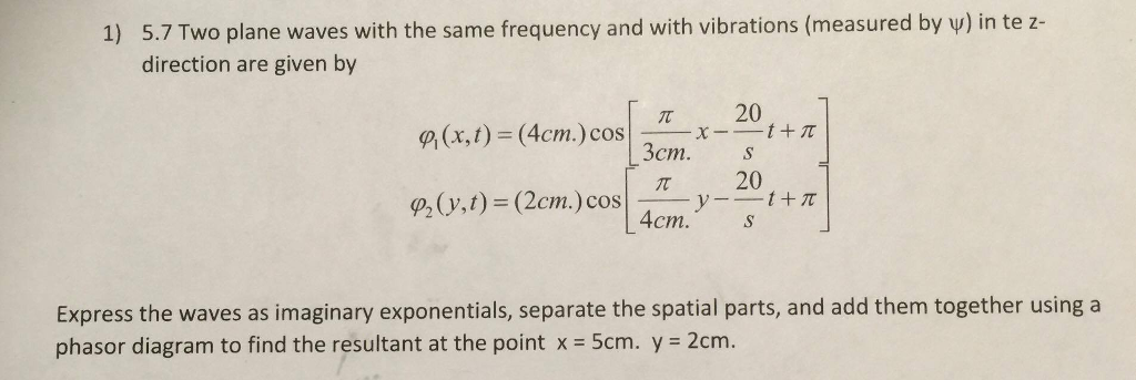 Solved Two plane waves with the same frequency and with | Chegg.com