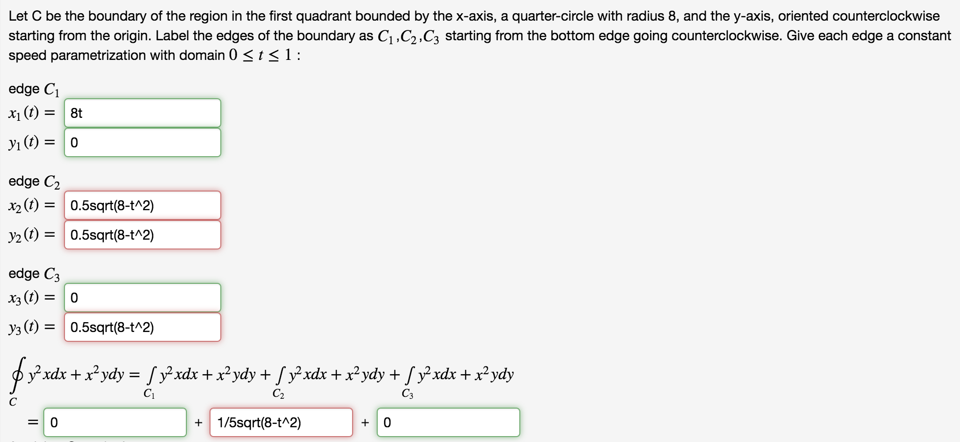 Solved Let C be the boundary of the region in the first | Chegg.com