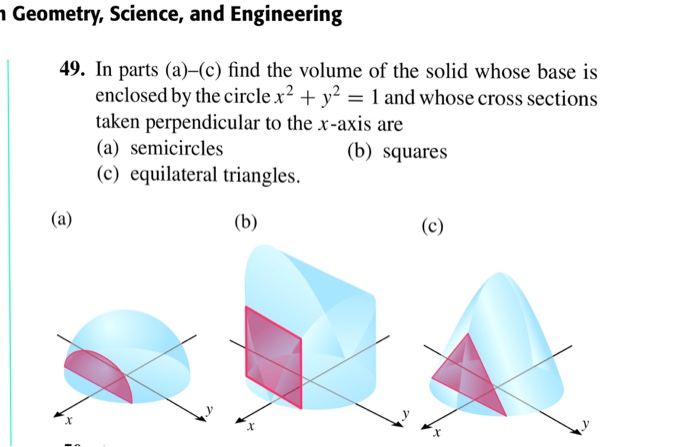 Solved In parts (a)-(c) find the volume of the solid whose | Chegg.com