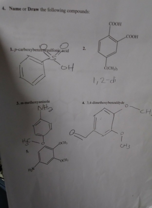 Solved 4. Name or Draw the following compounds: COOH ???? 1. | Chegg.com