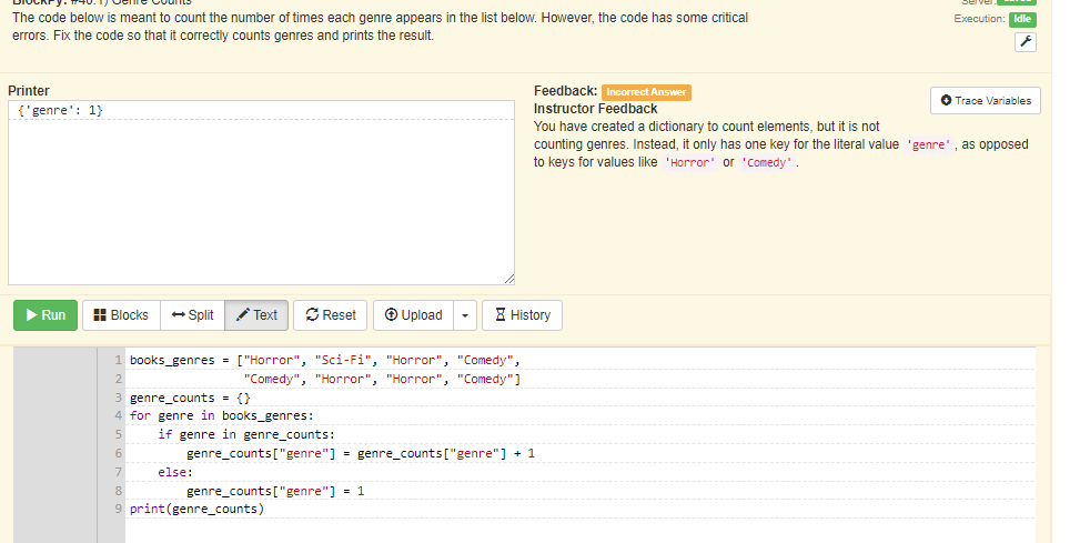 Solved The code below is meant to count the number of times | Chegg.com
