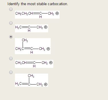 Solved Identify the most stable carbocation. | Chegg.com