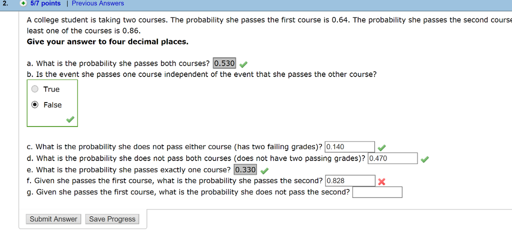 Solved A college student is taking two courses. The | Chegg.com
