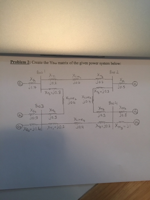 Solved Create the Y_Bus matrix of the given power system | Chegg.com