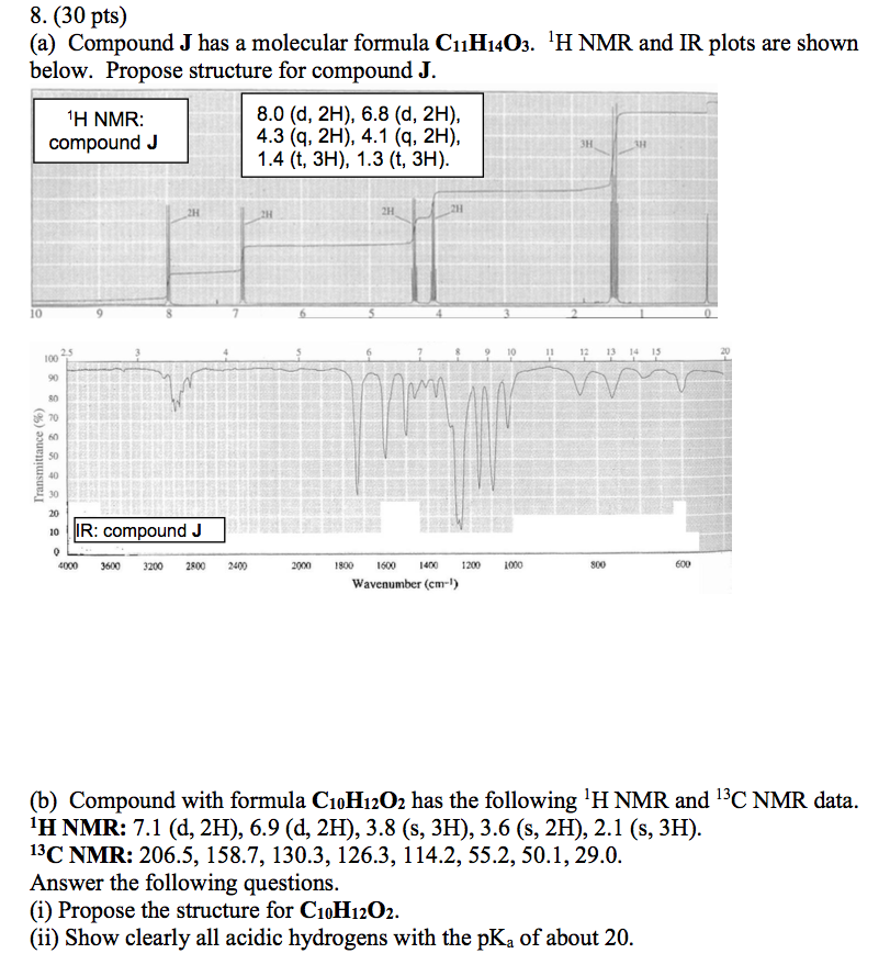 Solved 8. (30 pts) (a) Compound J has a molecular formula | Chegg.com