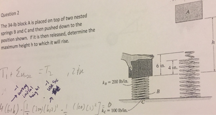 The 34-lb block A is placed on top of two nested | Chegg.com