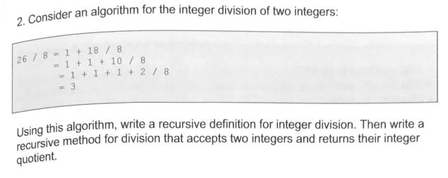 Solved Consider an algorithm for the integer division of two | Chegg.com