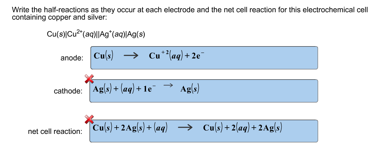 Solved Write the half-reactions as they occur at each | Chegg.com