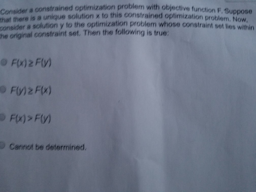 Solved Consider a constrained optimization probl em with | Chegg.com