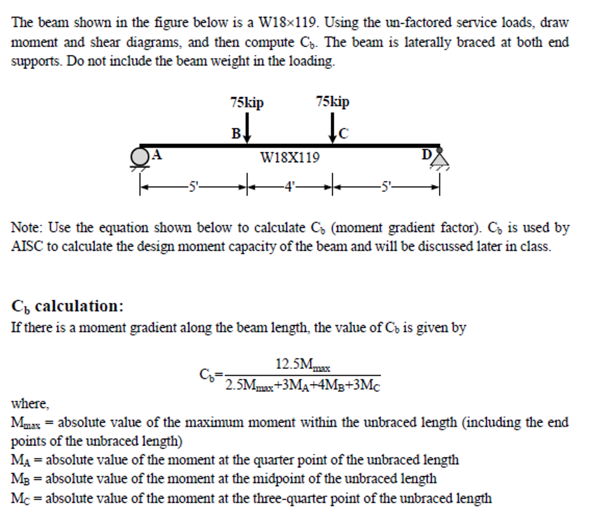 The beam shown in the figure below is a W18x 119. | Chegg.com