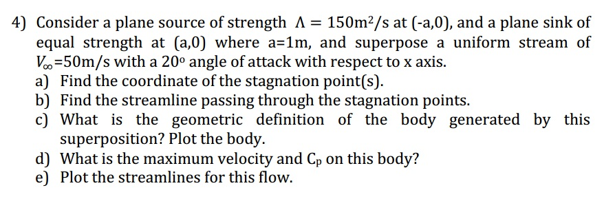 4) Consider a plane source of strength Λ = 150m2/s at | Chegg.com