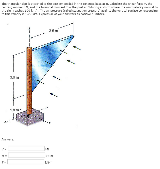 Solved The triangular sign is attached to the post embedded | Chegg.com