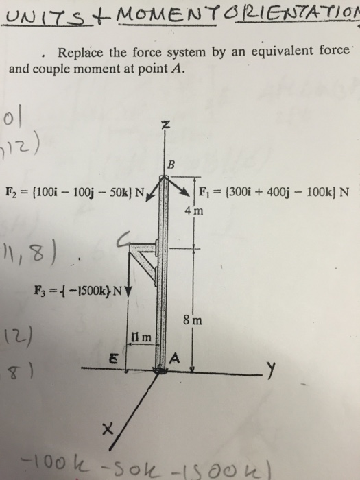 Solved Replace the force system by an equivalent force and | Chegg.com