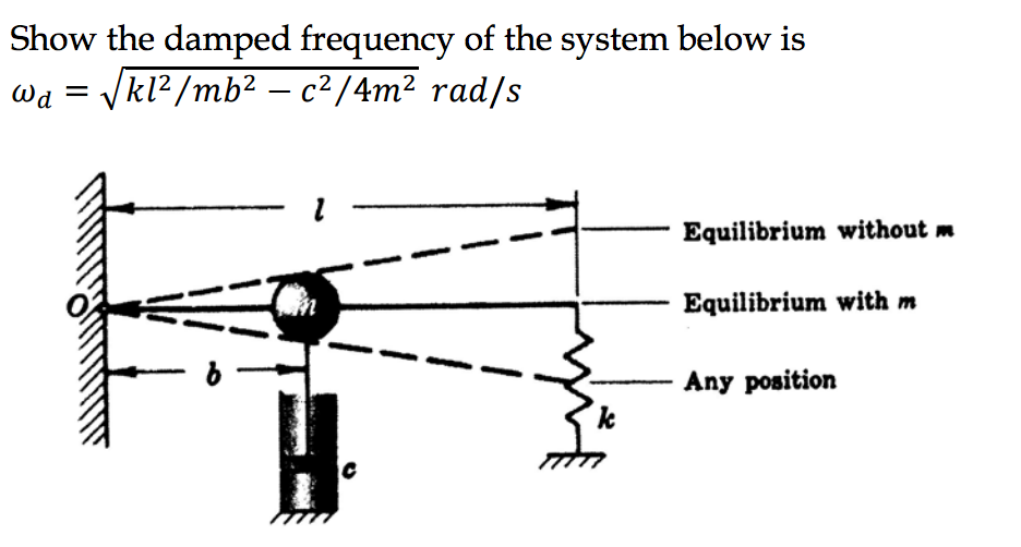 Solved Show the damped frequency of the system below is wd = | Chegg.com