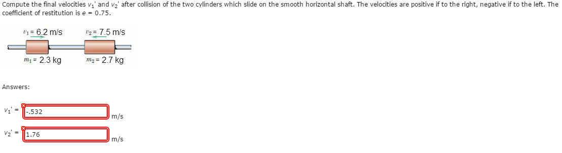 Solved Compute the final velocities v'_1and v'_2 after | Chegg.com
