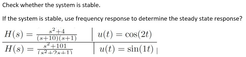 Solved Check whether the system is stable. If the system is | Chegg.com