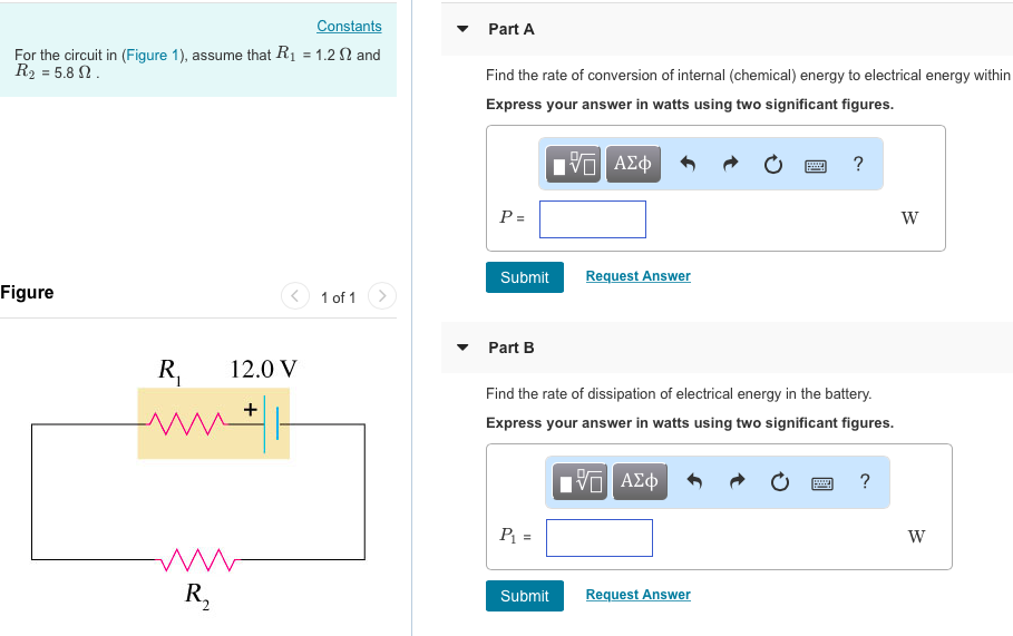 Solved Constants Part A For the circuit in (Figure 1), | Chegg.com