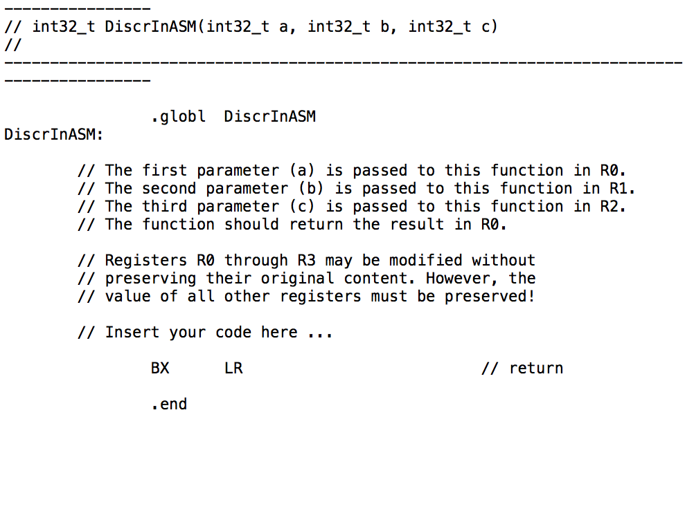 Solved Find the discriminant (b2-4ac) using assembly code | Chegg.com