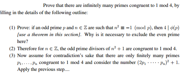 Solved Prove that there are infinitely many primes congruent | Chegg.com