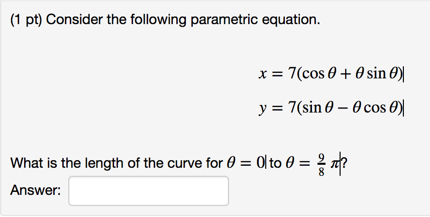 Solved Consider the following parametric equation. X = | Chegg.com