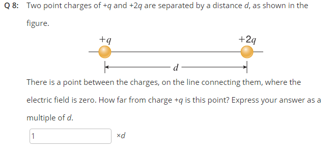 Solved Two point charges of +q and +2q are separated by a | Chegg.com