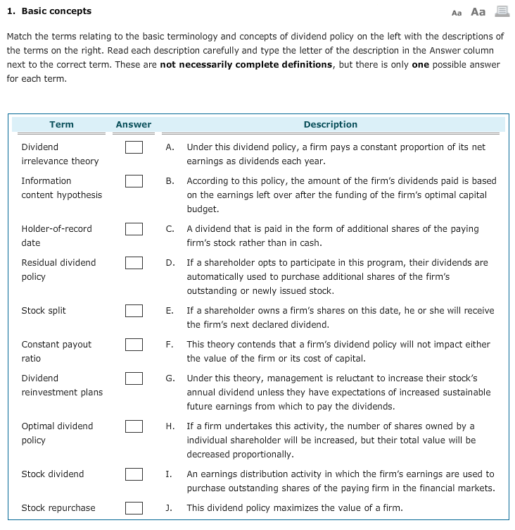 Solved Match the terms relating to the basic terminology and | Chegg.com