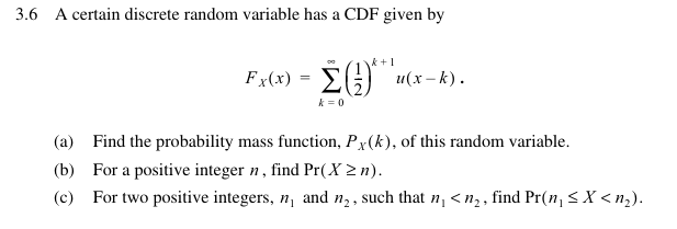 Solved 3.6 A certain discrete random variable has a CDF | Chegg.com