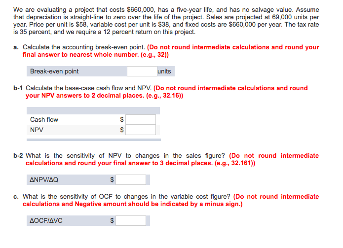 Solved We are evaluating a project that costs $660,000, has | Chegg.com