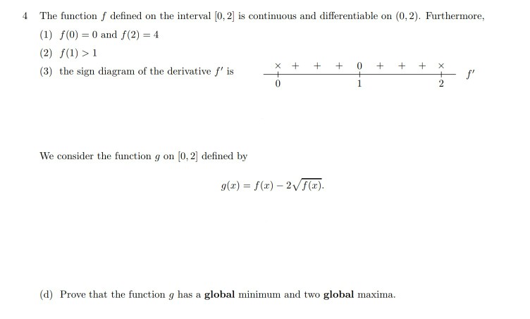 Solved 4 The function f defined on the interval [0, 2 is | Chegg.com