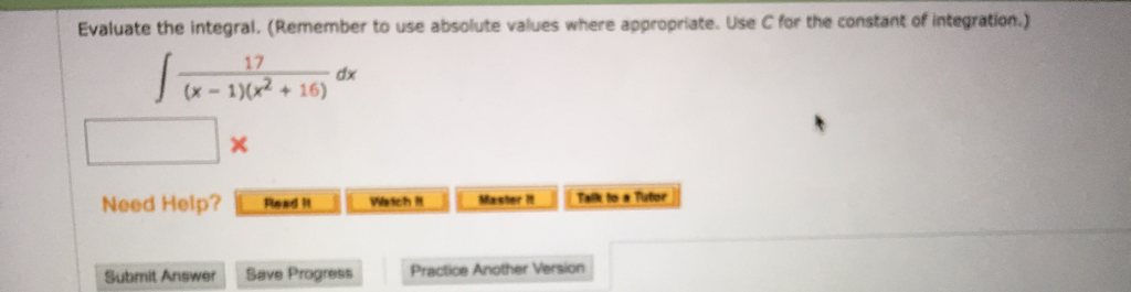 Solved Evaluate the integral. (Remember to use absolute | Chegg.com