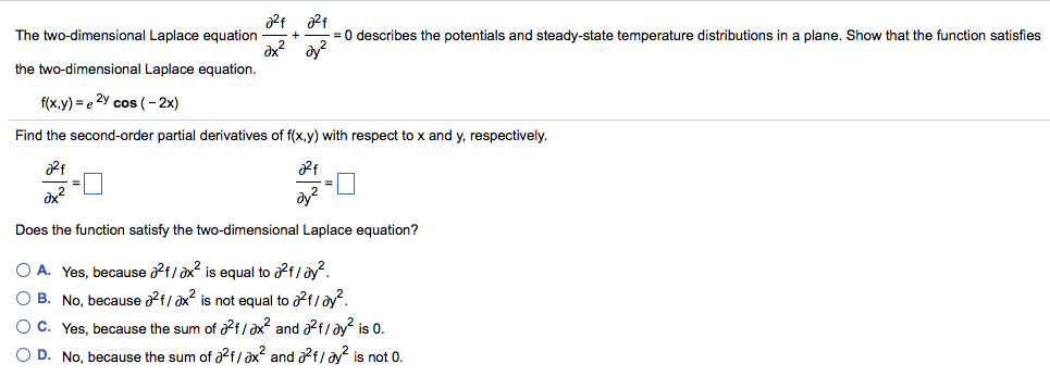 Solved The two-dimensional Laplace equation partial | Chegg.com